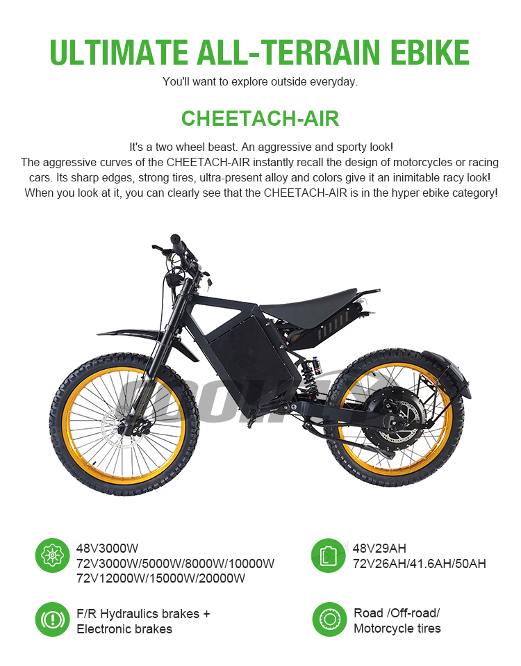 CHEETAH-AIR COOLFLY Stealth Bomber Electric Bike 72V 5000w 8000w 12000w 15kw 20kw B52 Enduro E ...